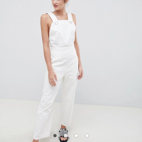 ASOS | Jeans | Asos Design Denim Jumpsuit In White With Popper Detail ...